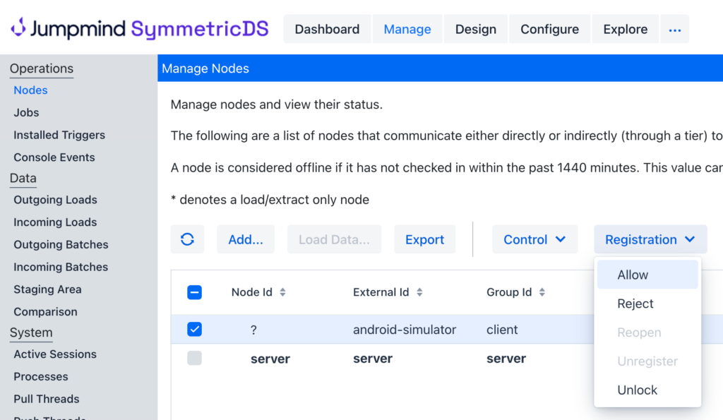 Mobile replication with Android using SymmetricDS