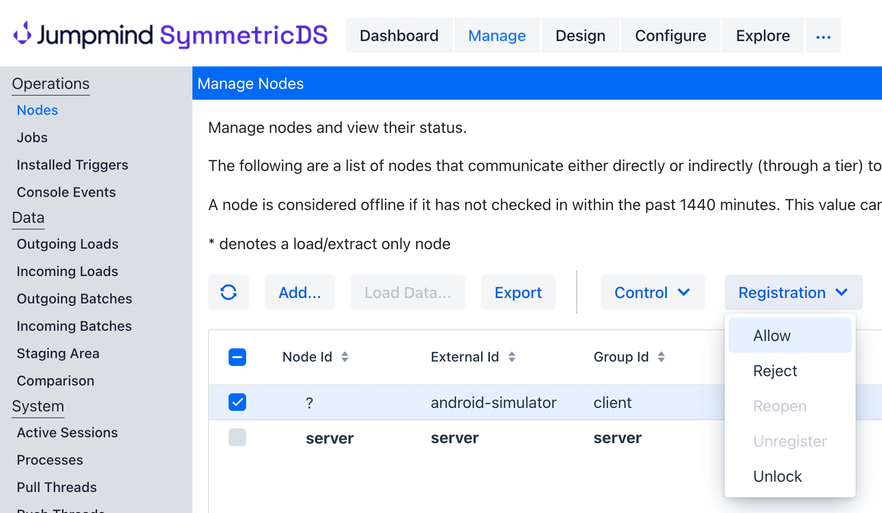 Mobile replication with Android using SymmetricDS